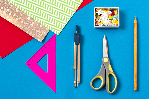 Making Christmas Card With Voluminous Tree Step 1 Stock Photo ... Making Christmas Card With Voluminous Tree Step 1 Stock Photo ...