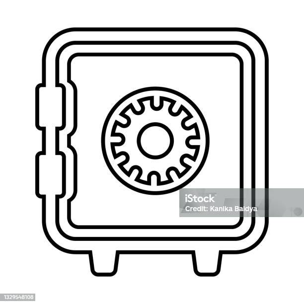 Casier Coffrefort Icône De Contour De Largent Vecteur De Dessin Au