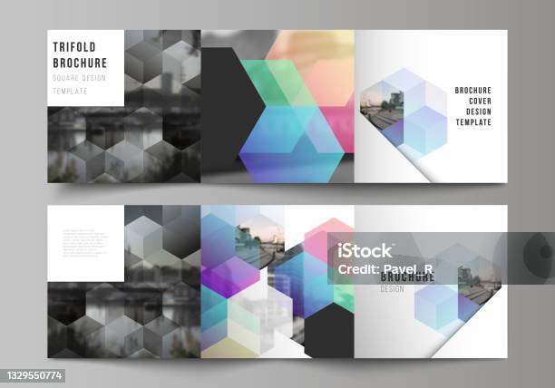 Tata Letak Vektor Format Persegi Mencakup Template Desain Dengan Bentuk