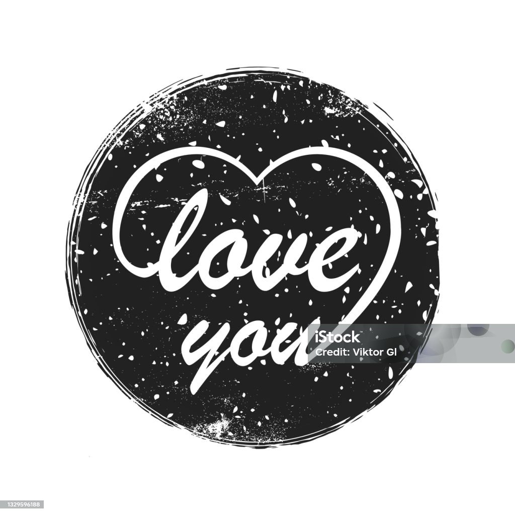 Love You Handwritten Typography Lettering Line Design Heart Pink Red