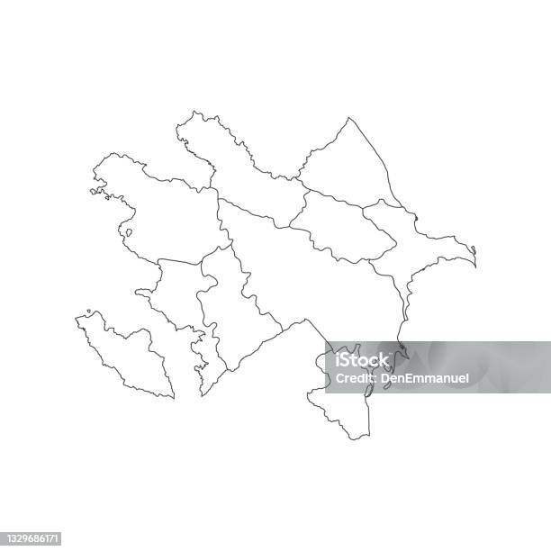 Carte De Lazerbaïdjan Avec Les Points De Repère Des Régions Plat