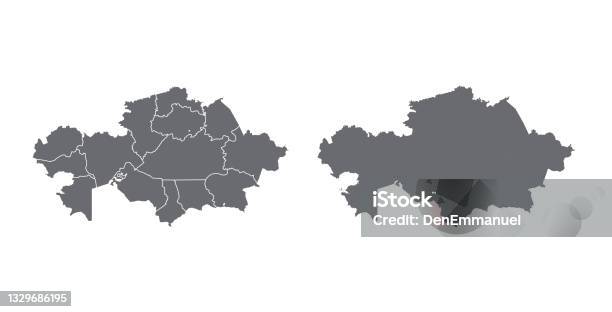 Carte Du Kazakhstan Vectorielle Isolée Sur Fond Blanc Modèle De Carte