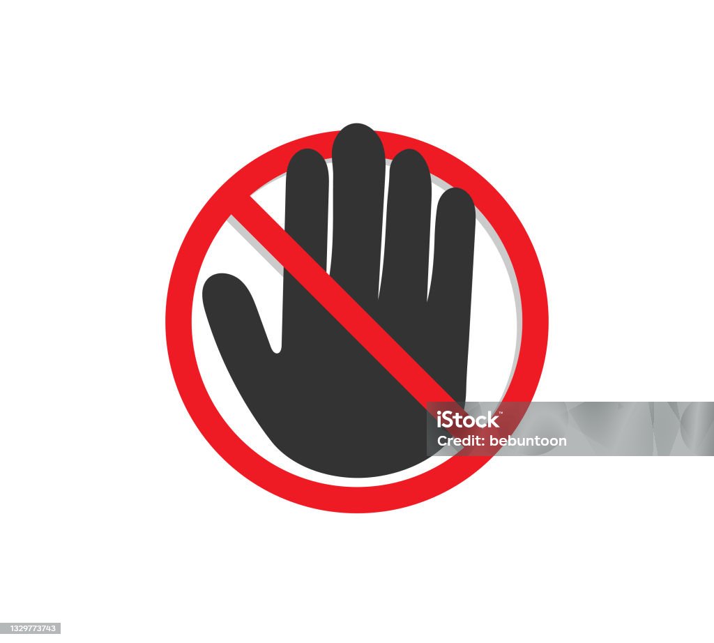 Jangan Sentuh Ikon Tangan Melarang Tanda Tanda Desain Stop Flat