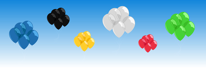 Ballons Dhélium De Différentes Couleurs Dans Le Ciel Illustration