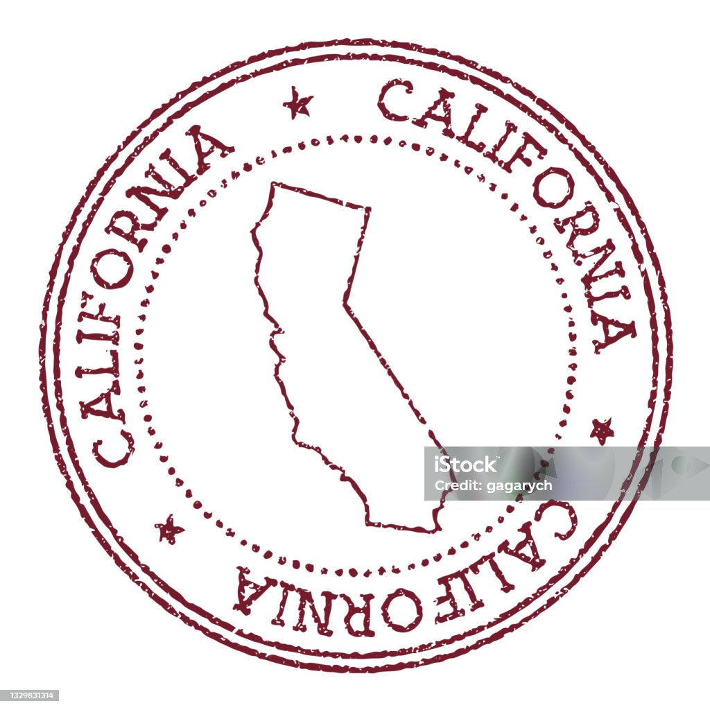 Californie Rond Tampon En Caoutchouc Avec La Carte De Létat Américain