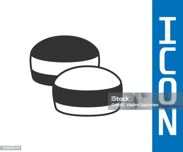 Icône De Cookie Macaron Gris Isolée Sur Fond Blanc Boulangerie Douce