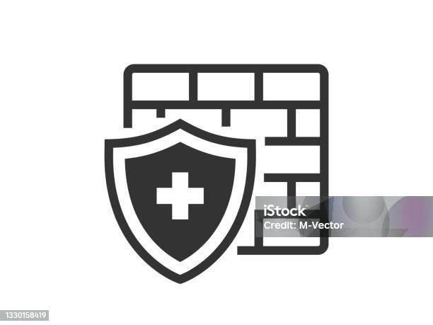 Icône De Parefeu Antivirus Sur Fond Blanc Illustration Vectorielle