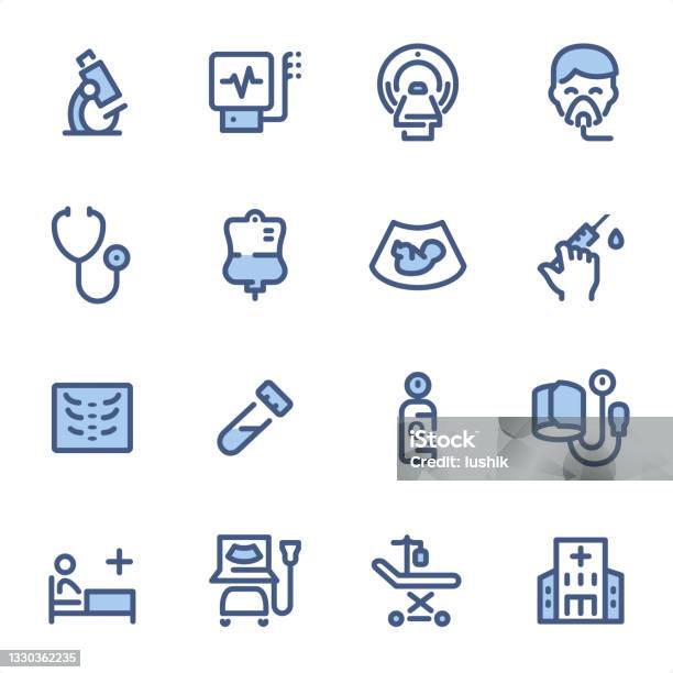 Medical Diagnostic Equipment Pixel Perfect Blue Line Icons Stock ... Medical Diagnostic Equipment Pixel Perfect Blue Line Icons Stock ...