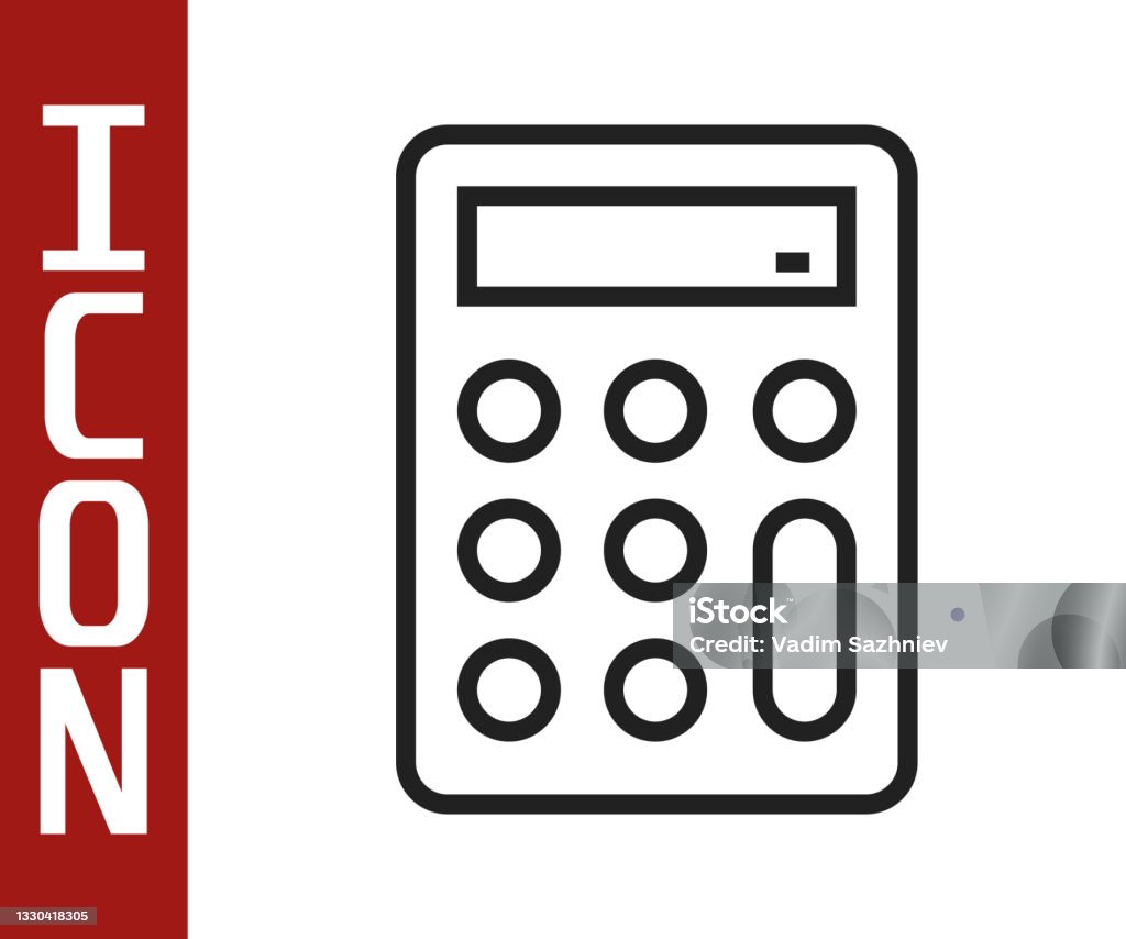 Icône De Calculatrice De Ligne Noire Isolée Sur Fond Blanc Symbole