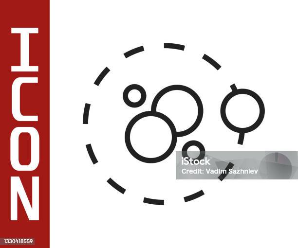 Icône Atom De Ligne Noire Isolée Sur Fond Blanc Symbole De La Science