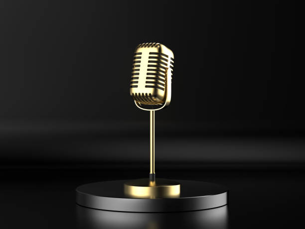 Free Stock Photo of Luxurious Gold Microphone on Black Background ...