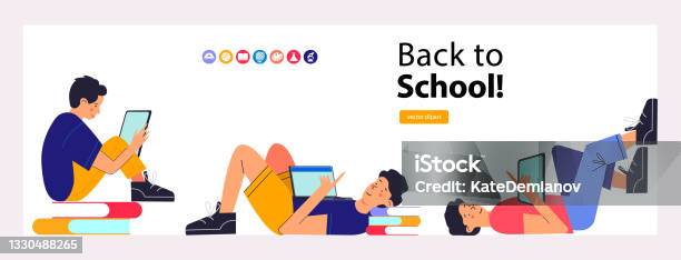 Retour À Lécole Illustration Vectorielle Colorée Bannière Clipart Sur