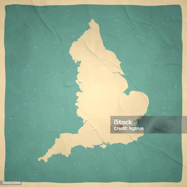 Carte De Langleterre Dans Un Style Vintage Rétro Vieux Papier Texturé