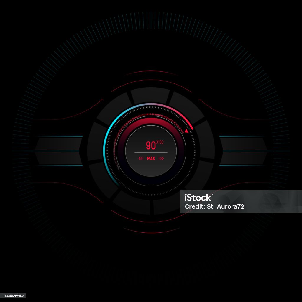 Panel Kontrol Futuristik Speedometer Takometer Antarmuka Digital Elemen