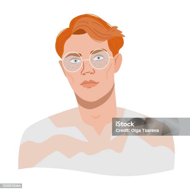 Potret Seorang Pria Berambut Merah Dengan Kacamata Avatar Ilustrasi