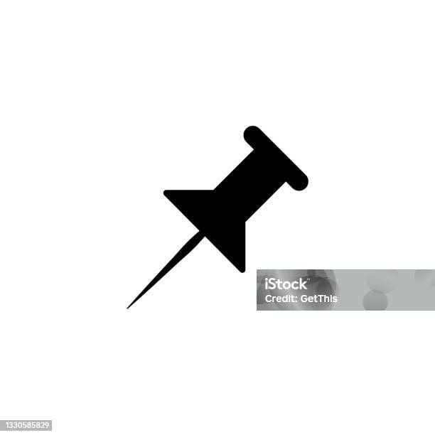 Punaises Simples Ou Icône Dépingle De Dessin En Noir Sur Fond Blanc Le