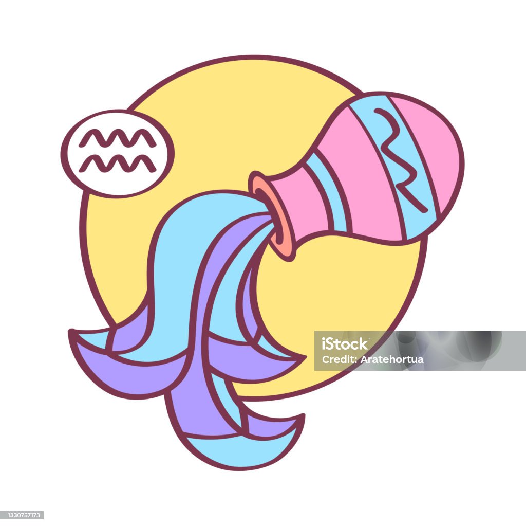 Isolated Aquarius Icon Colored Zodiac Sign Stock Illustration