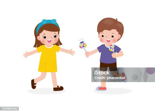 Selamat Anakanak Kecil Yang Lucu Berbagi Permen Untuk Teman Kartun ... Selamat Anakanak Kecil Yang Lucu Berbagi Permen Untuk Teman Kartun ...