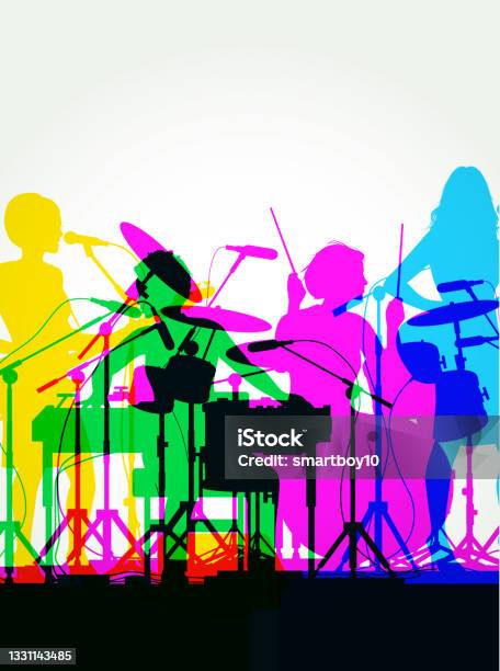All Female Rock Band Stock Illustration Download Image Now Adult