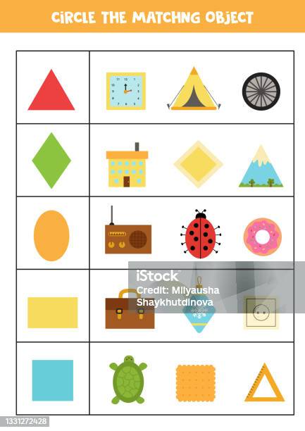 Lembar Kerja Untuk Mempelajari Bentuk Geometris Mencocokkan Objek
