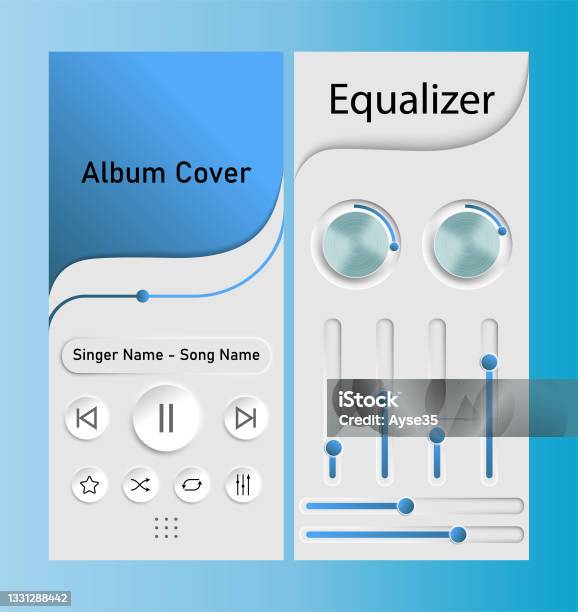 Desain Material Ui Ux Layar Datar Ikon Web Untuk Aplikasi Seluler Musik