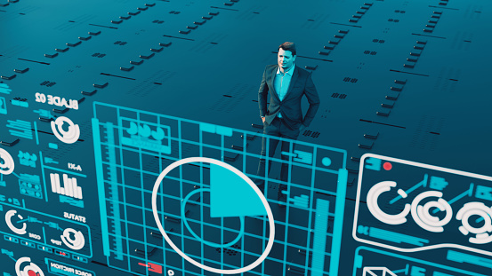 Manusia Membuat Analisis Berdasarkan Data Pada Layar Lebar Dengan Efek