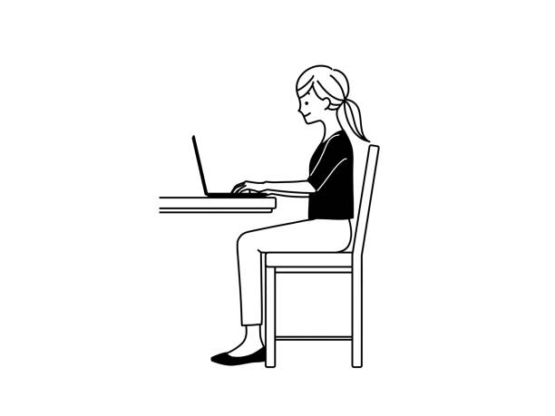 130 Woman Sitting Upright In Chair Stock Illustrations Royalty Free