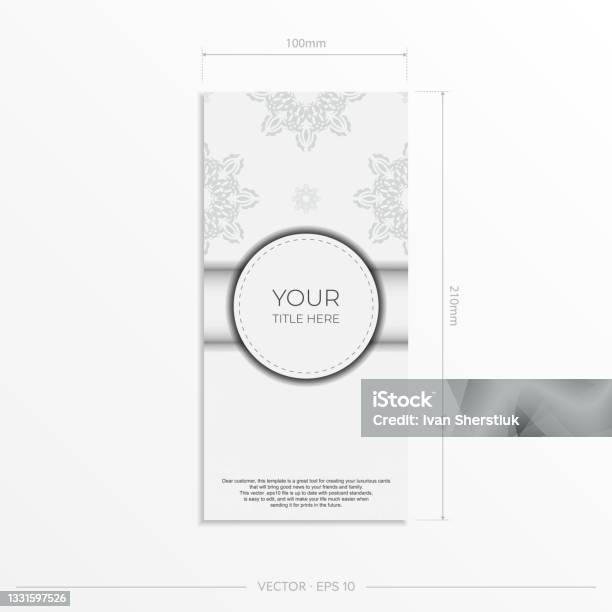 Luxueux Modèle De Carte Dinvitation Rectangulaire Blanche Avec Ornement