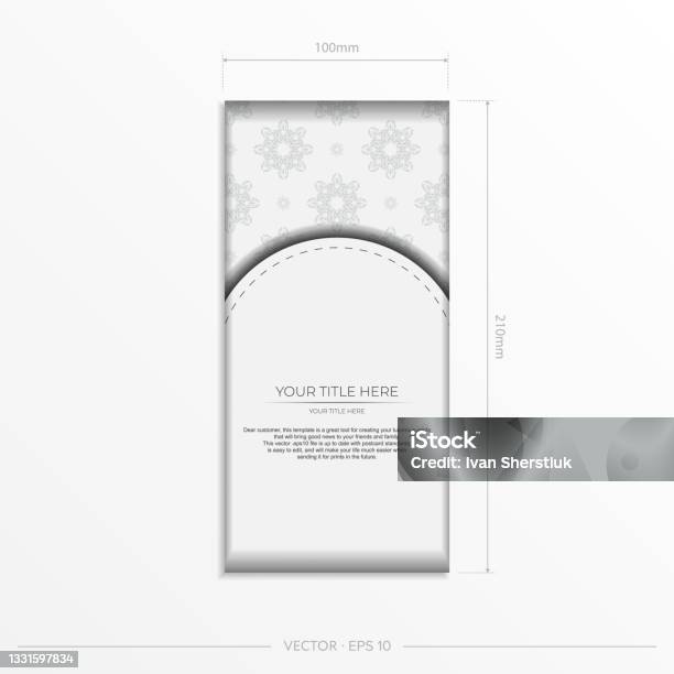 Luxueux Modèle De Carte Dinvitation Rectangulaire Blanche Avec Ornement