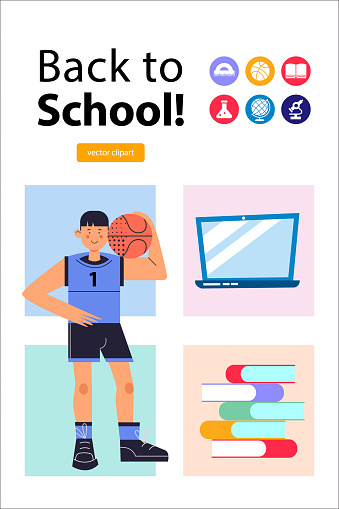 Retour À Lécole Illustration Vectorielle Colorée Bannière Clipart Sur