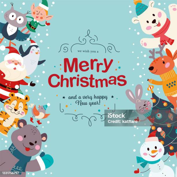 Spanduk Liburan Musim Dingin Dengan Hewan Lucu Santa Claus Karakter Elf ... Spanduk Liburan Musim Dingin Dengan Hewan Lucu Santa Claus Karakter Elf ...