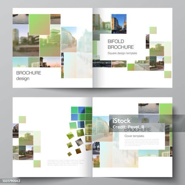 Tata Letak Vektor Dari Dua Templat Sampul Untuk Brosur Bifold Desain