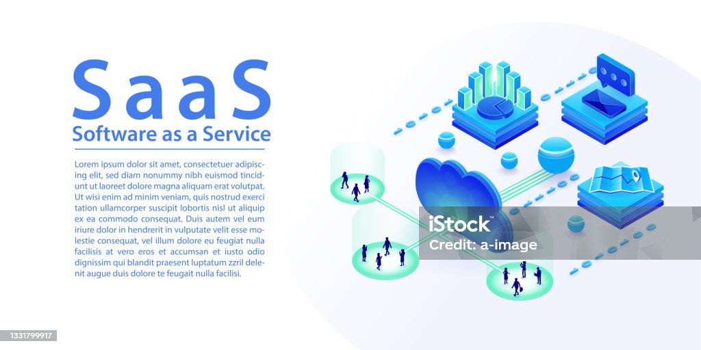 Perangkat Lunak Saas Sebagai Infografis Konsep Layanan Ilustrasi Vektor