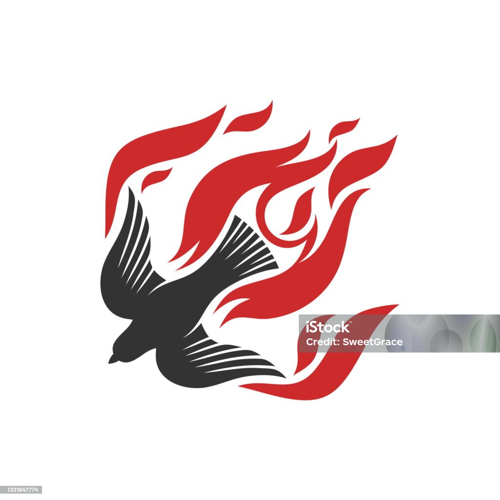 Illustration Chrétienne Logo De Léglise La Colombe Et La Flamme Du Feu