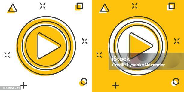 Icône Du Bouton De Lecture De Dessin Animé Dans La Bande Dessinée