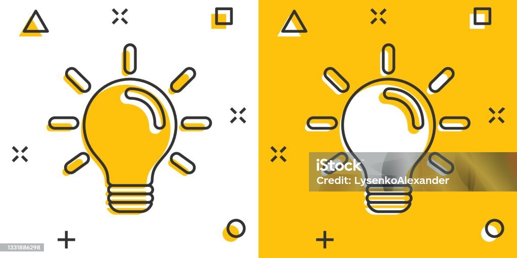 Icône Dampoule De Dessin Animé Dans Le Style Comique Pictogramme
