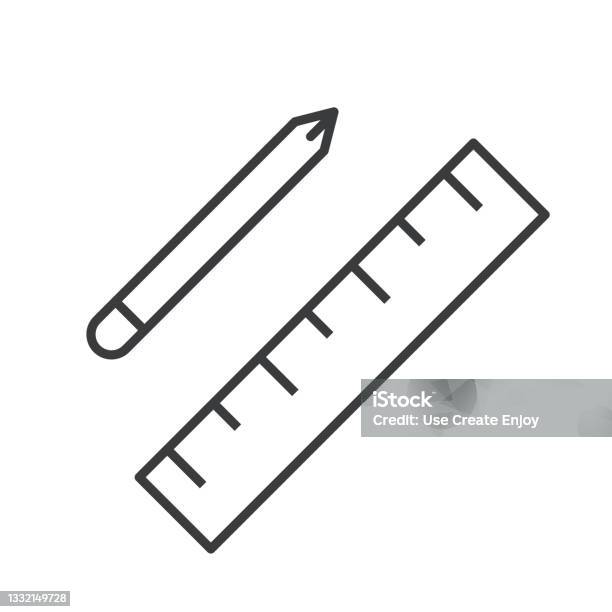 Règle De Contour Modifiable Et Icône Vectorielle De Crayon Isolée Sur
