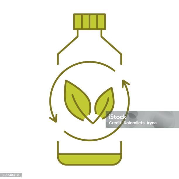 Plastik Biodegradable Tanda Botol Bio Plastik Dengan Daun Hijau Beralih