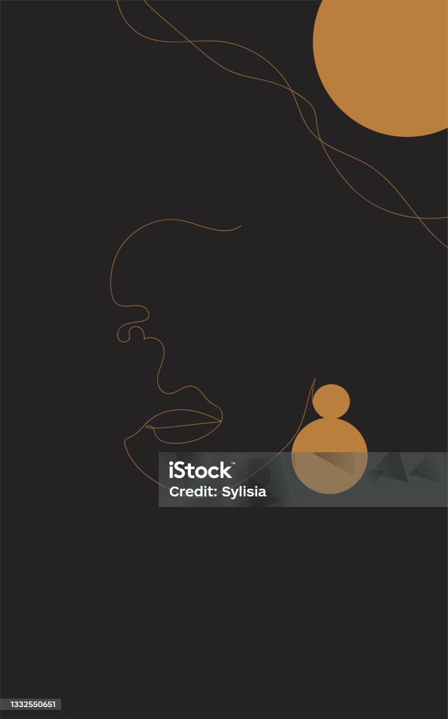 Abstract Woman Face One Line Drawing Portret Minimalistic Style