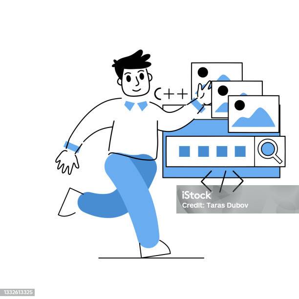 Programmer Bekerja Dengan Kode Dan Antarmuka Aplikasi Dan Situs Web Man ... Programmer Bekerja Dengan Kode Dan Antarmuka Aplikasi Dan Situs Web Man ...