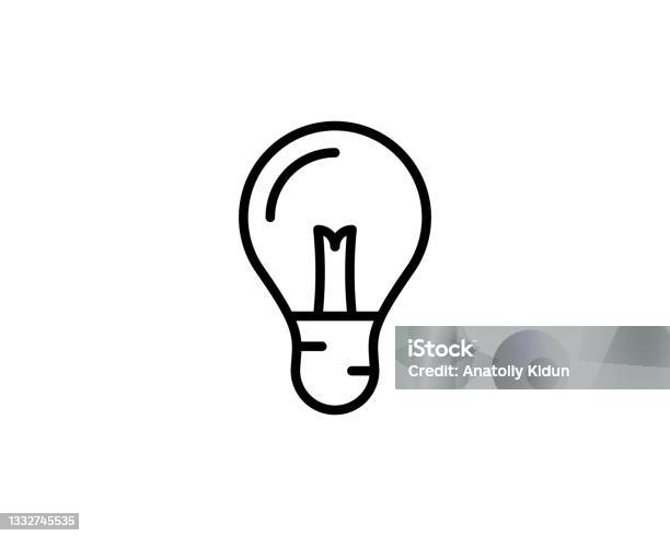 Icône De Ligne Dampoule Signe Vectoriel De Contour Pictogramme De Style