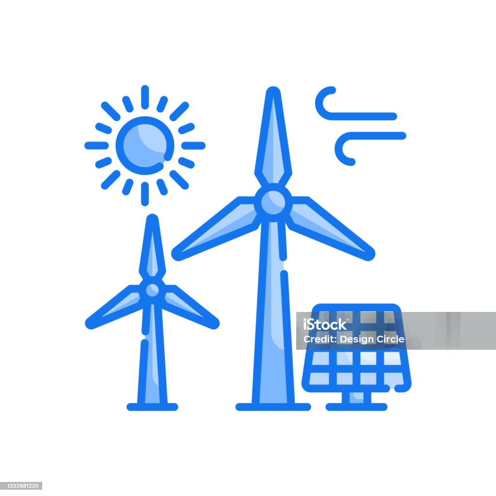 Eco Turbine Vector Bleu Couleurs Icône Style Illustration Fichier Eps
