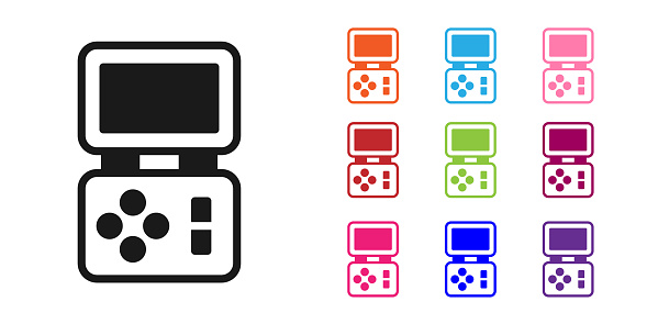 Icône De Jeu Électronique Tetris Portable Noire Isolée Sur Fond Blanc