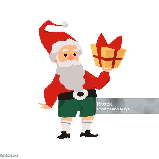 Lucu Berjenggot Kartun Elf Atau Gnome Memegang Kotak Hadiah Ilustrasi ... Lucu Berjenggot Kartun Elf Atau Gnome Memegang Kotak Hadiah Ilustrasi ...