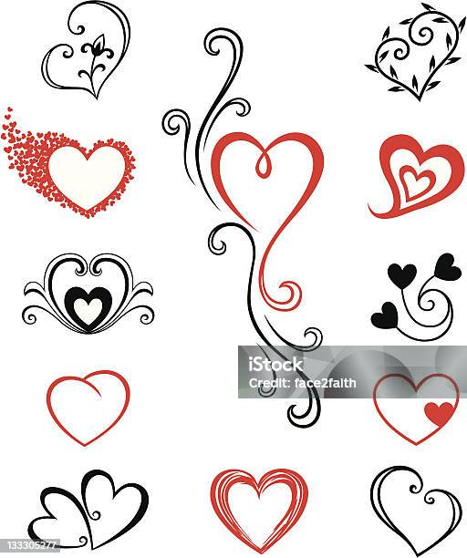 Black And Red Cartoon Designs Of Hearts向量圖形及更多心型圖片 心型 剪貼畫 原住民文化