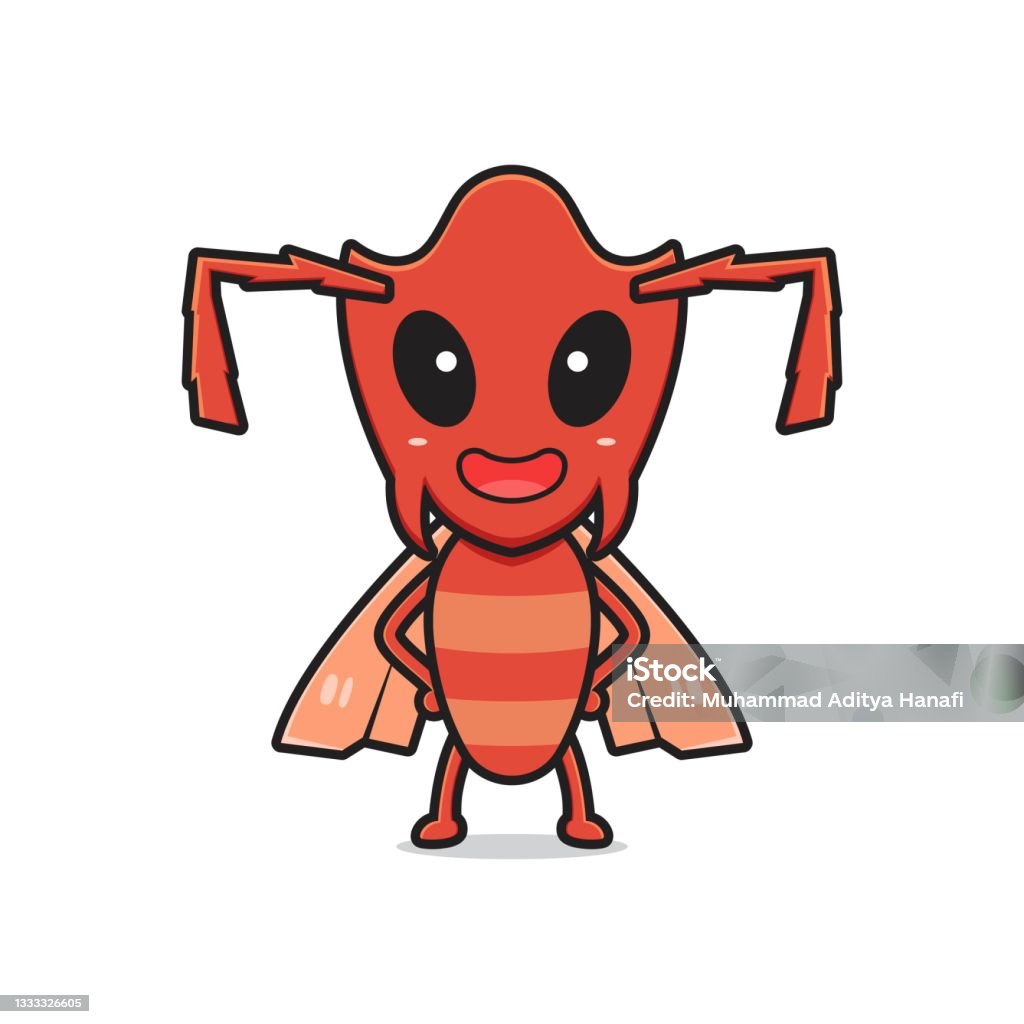 Ilustrasi Ikon Kartun Karakter Maskot Semut Yang Lucu Ilustrasi Stok