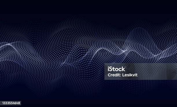 Array Titiktitik Bersinar Dalam Bentuk Gelombang Elemen Desain