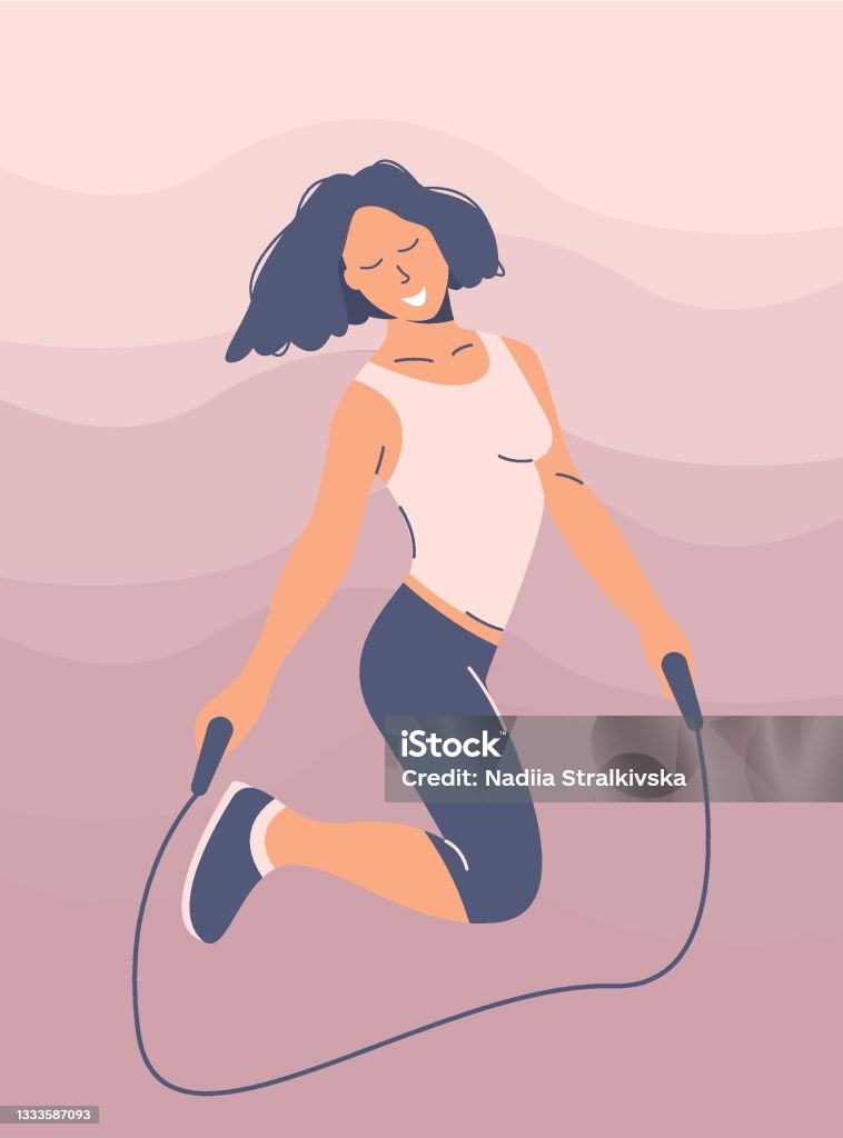 Happy Girl Jumping Rope Stock Illustration Download Image Now