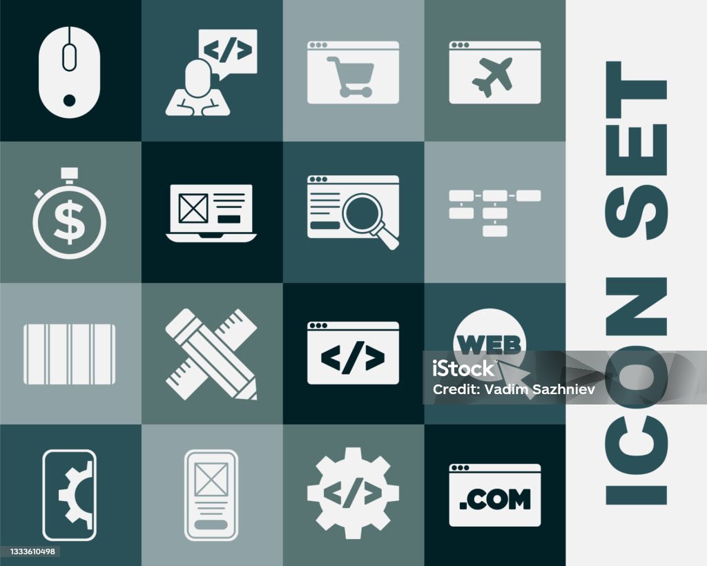 Vetores De Definir Ui Ou Ux Design Web E Gráfico Mapa Do Site Compras