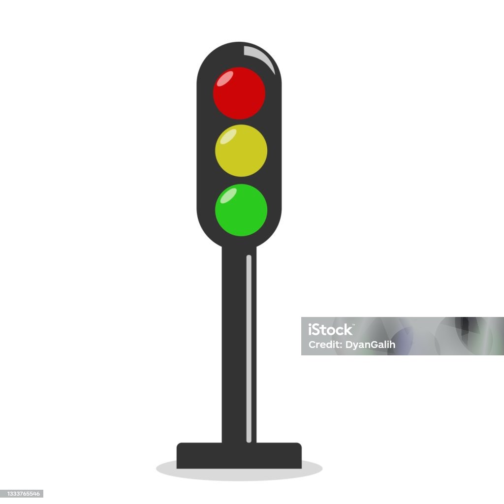 Lampu Lalu Lintas Dengan Warna Merah Hijau Dan Kuning Ilustrasi Stok